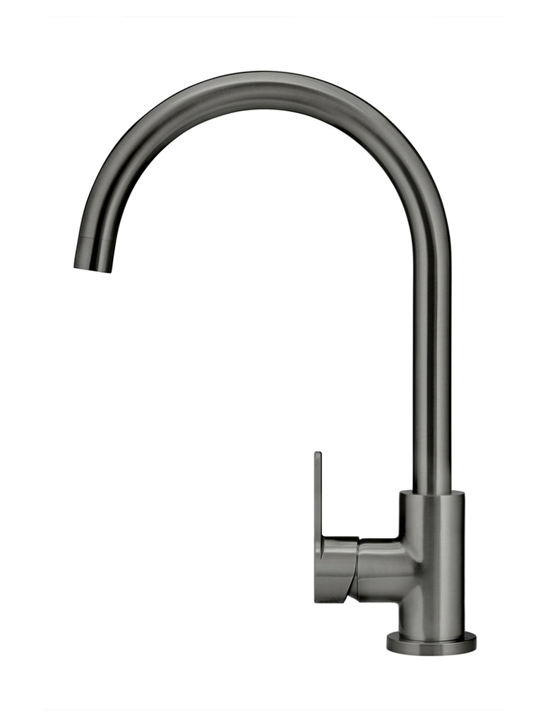 Round Gooseneck Kitchen Mixer Tap with Paddle Handle - Default Title ...