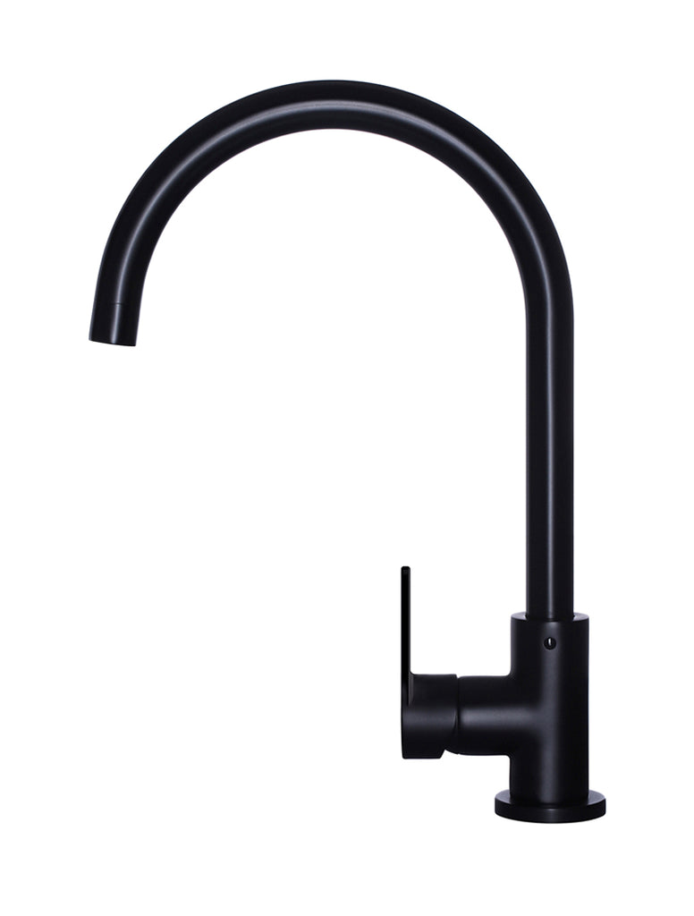 Round Gooseneck Kitchen Mixer Tap with Paddle Handle - Default Title ...