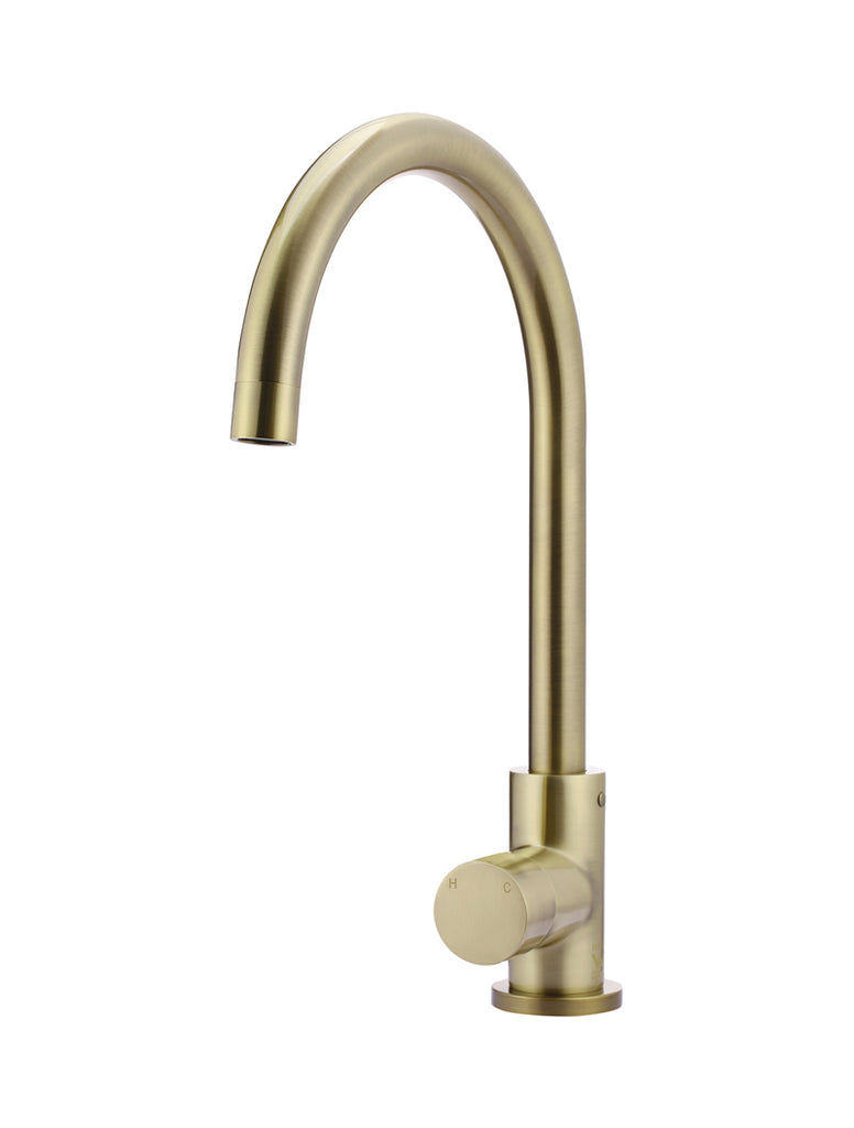 Round Gooseneck Kitchen Mixer Tap with Pinless Handle - Default Title ...